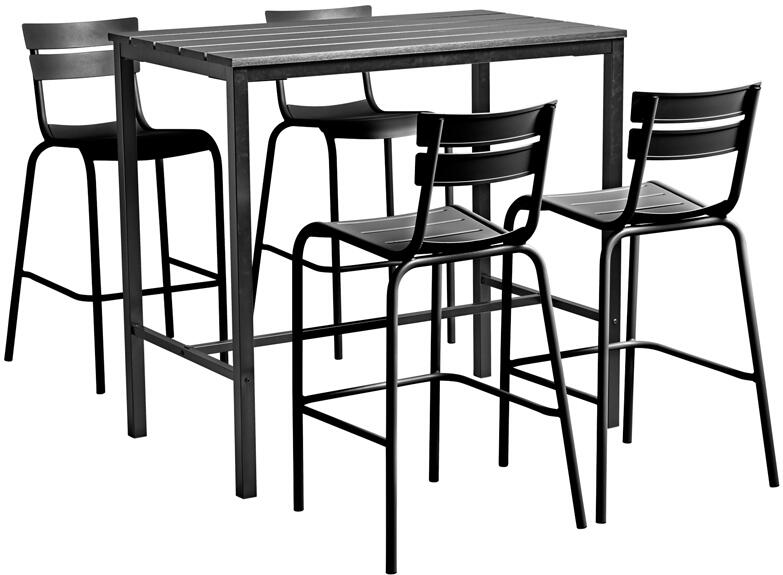Zap Marlow Black Bar Set with Eko Rectangular Table & Stools - Bistro ...